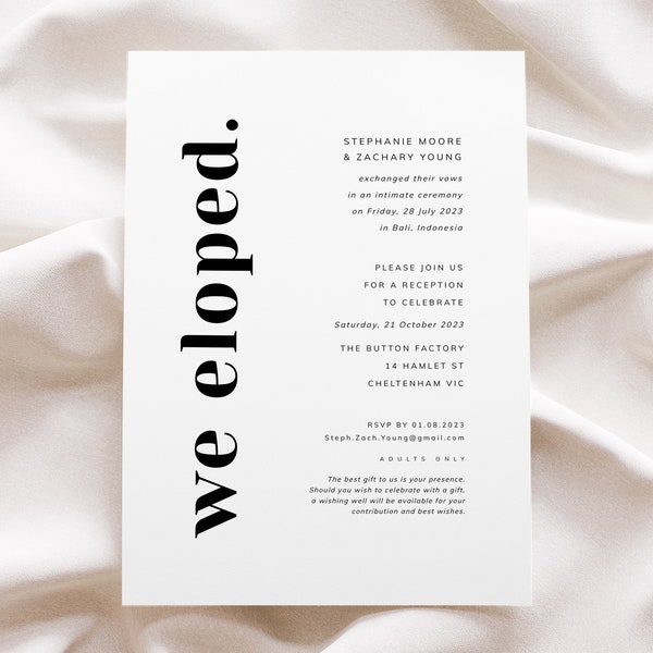 Elopement Reception Invitation - Etsy