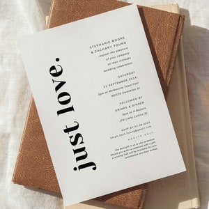 Intimate Wedding Ceremony Invitation Template, Modern Minimalist ...