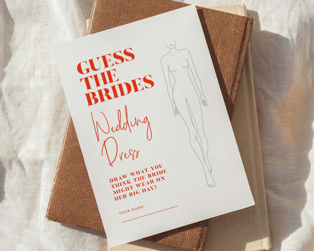 Guess the Brides Dress Template, Printable Bridal Shower Game Digital ...