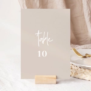 Printable Table Numbers Template, Modern Wedding Signage, Neutral ...