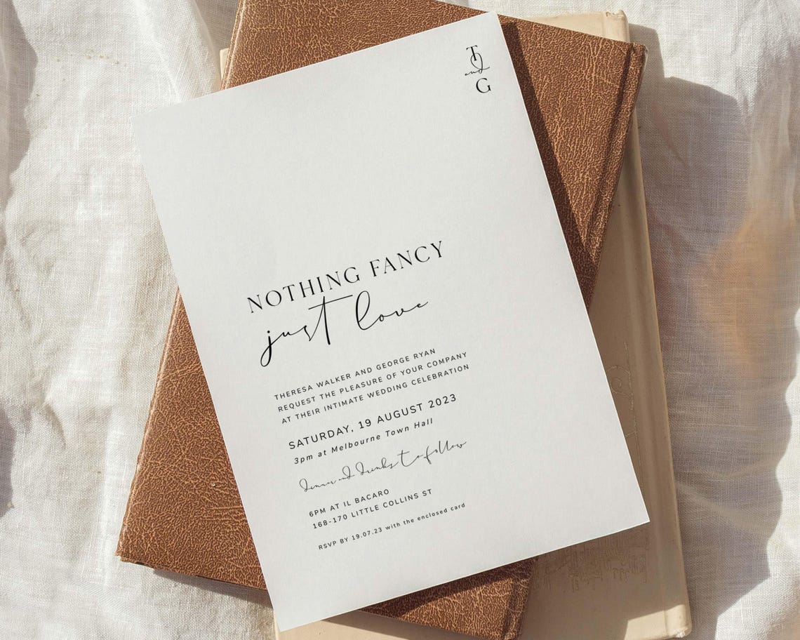 Modern Wedding Invitation Set Template, Intimate Wedding Invitation ...