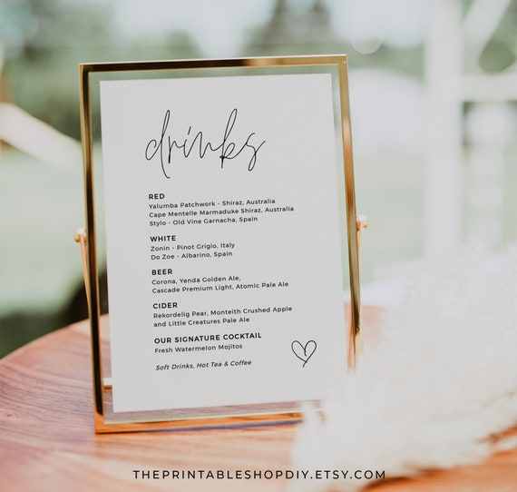 Bar Drink Menu Ideas