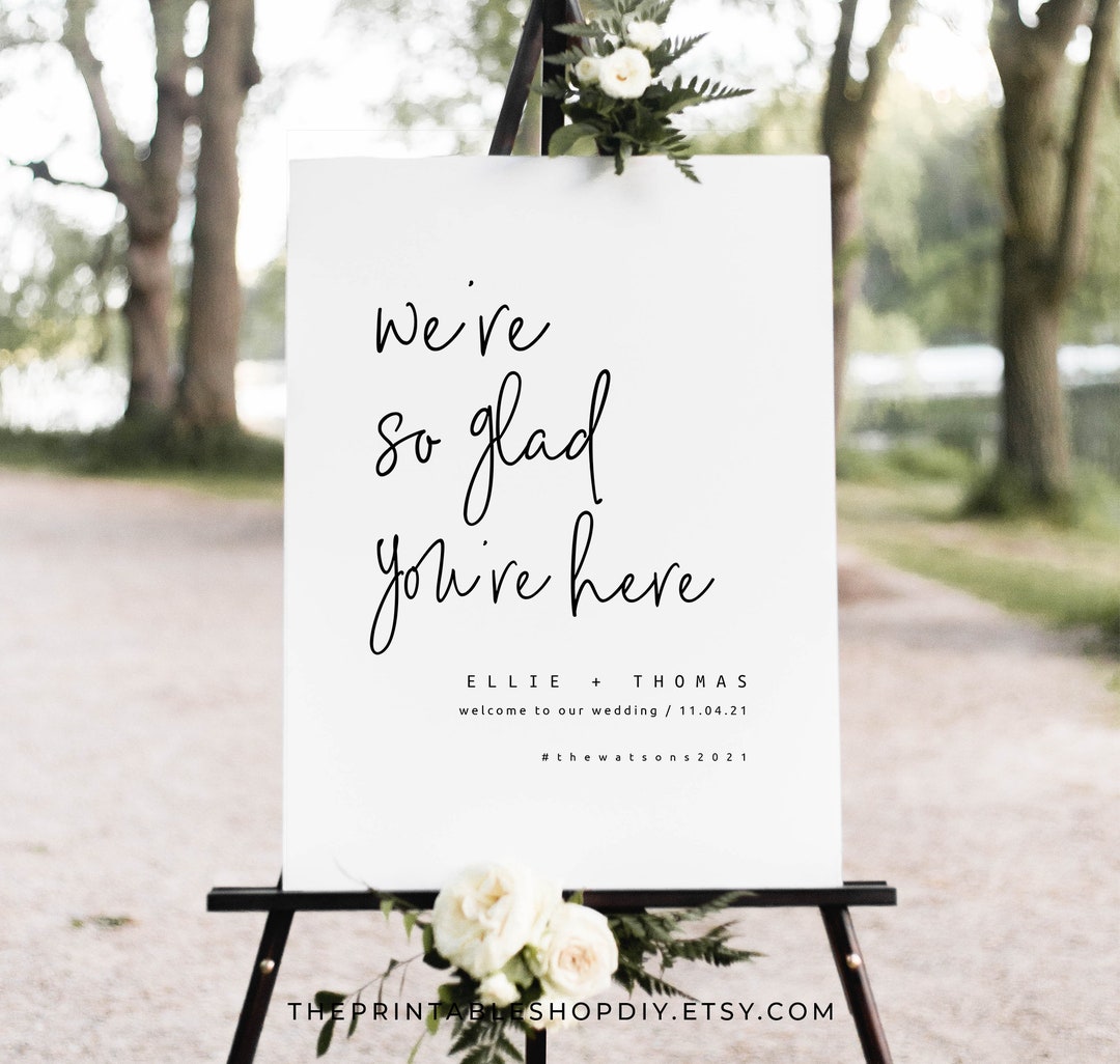 We're so Glad You're Here Sign Wedding Welcome Sign - Etsy