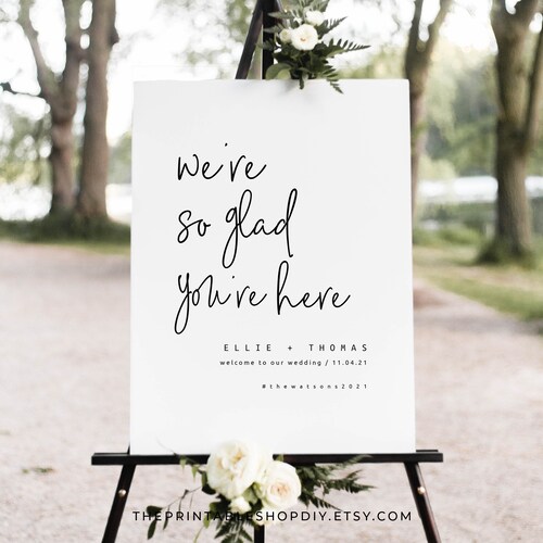 We're so Glad You're Here Minimalist Wedding Welcome - Etsy