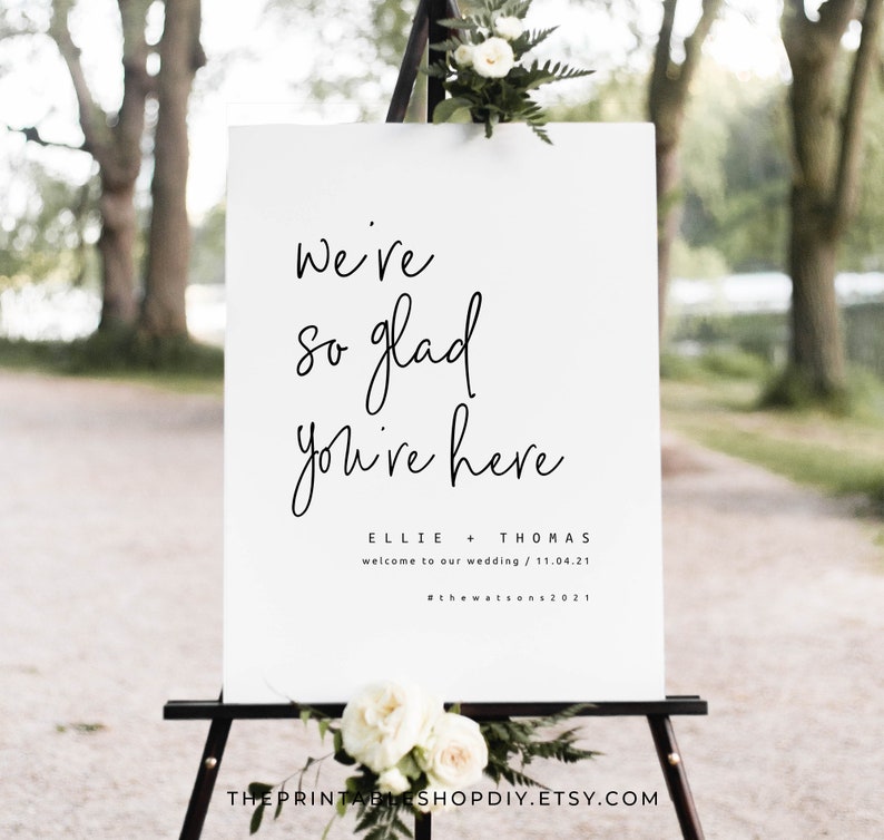 We're so Glad You're Here Sign Wedding Welcome Sign - Etsy