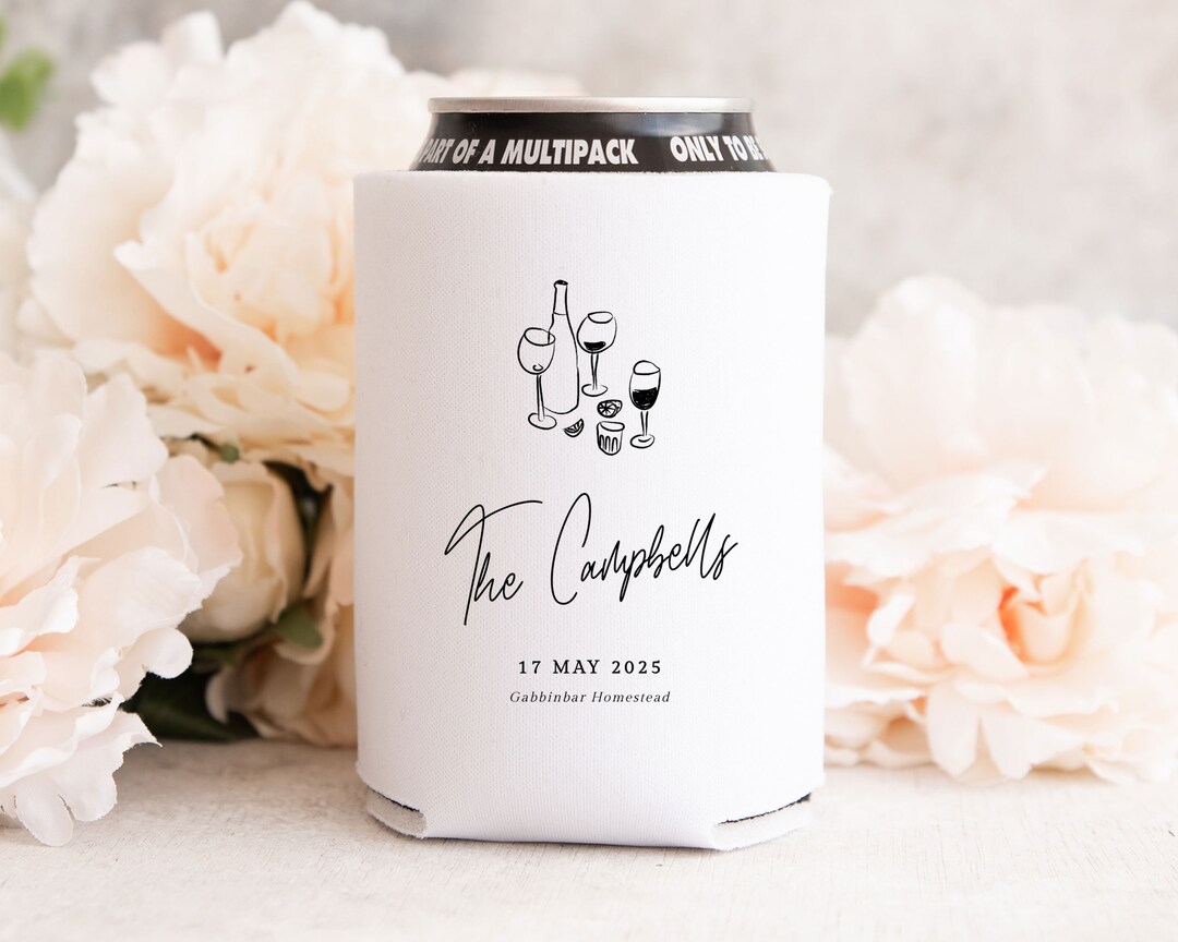 Printable Wedding Stubby Cooler Design, Rustic Wedding Favor Ideas ...