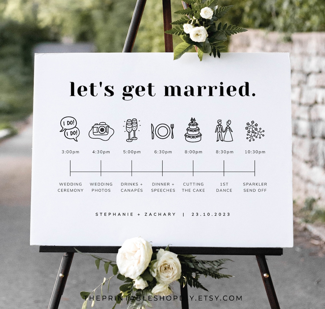 Printable Wedding Day Timeline Sign Template Modern Wedding - Etsy