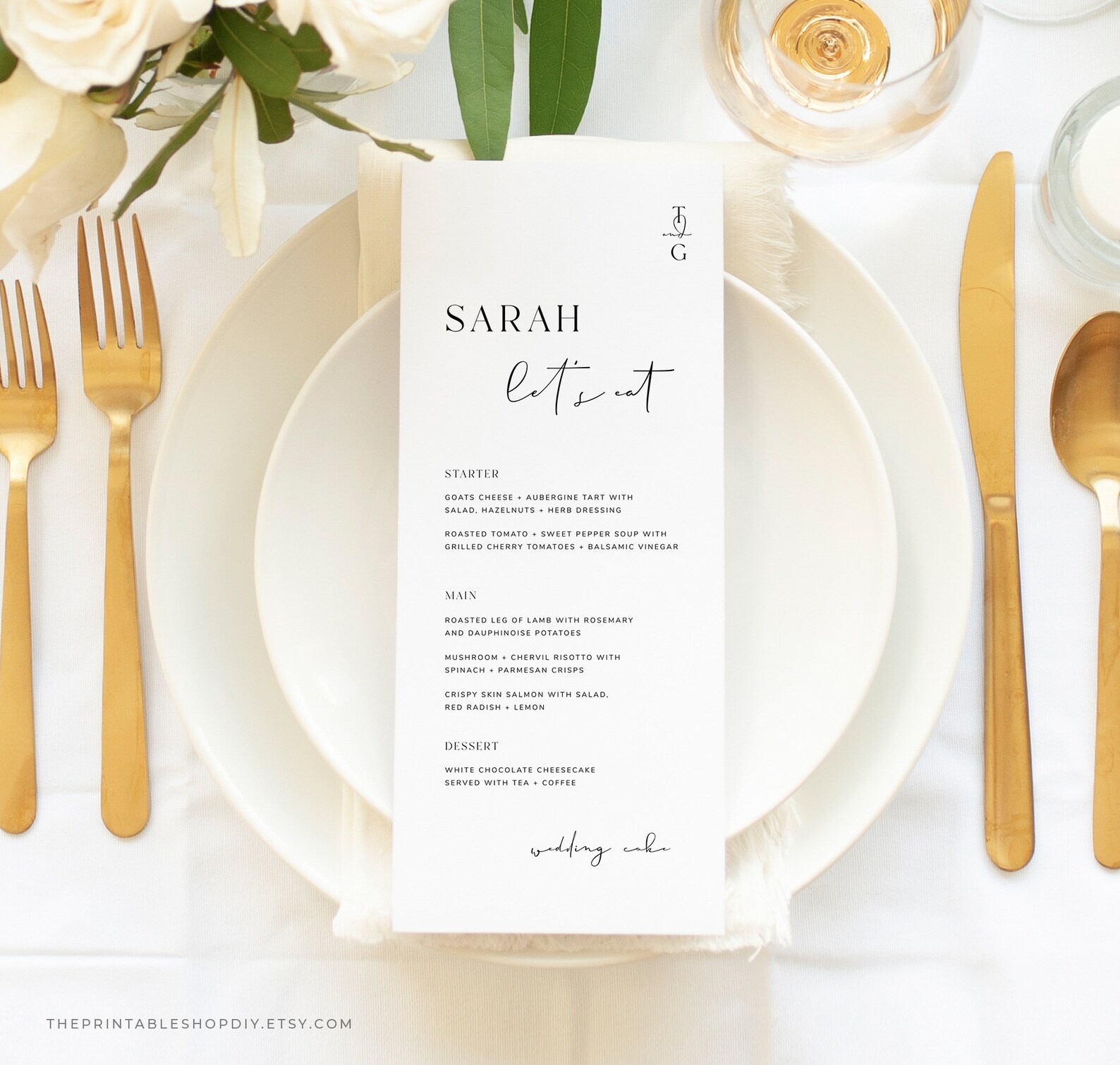 Wedding Menu With Guest Name Modern Menu Template Printable - Etsy