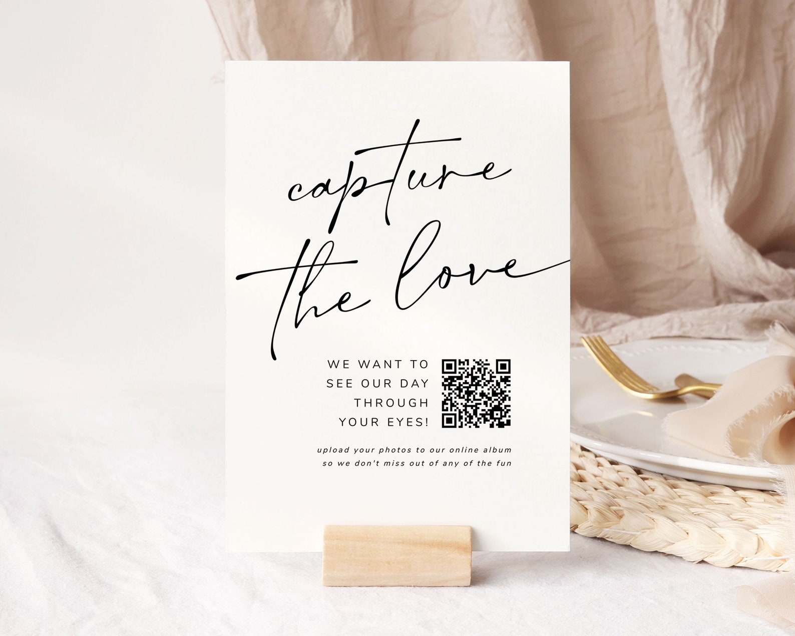 Capture the Love Wedding Sign Printable, QR Code Sign Wedding Photos ...