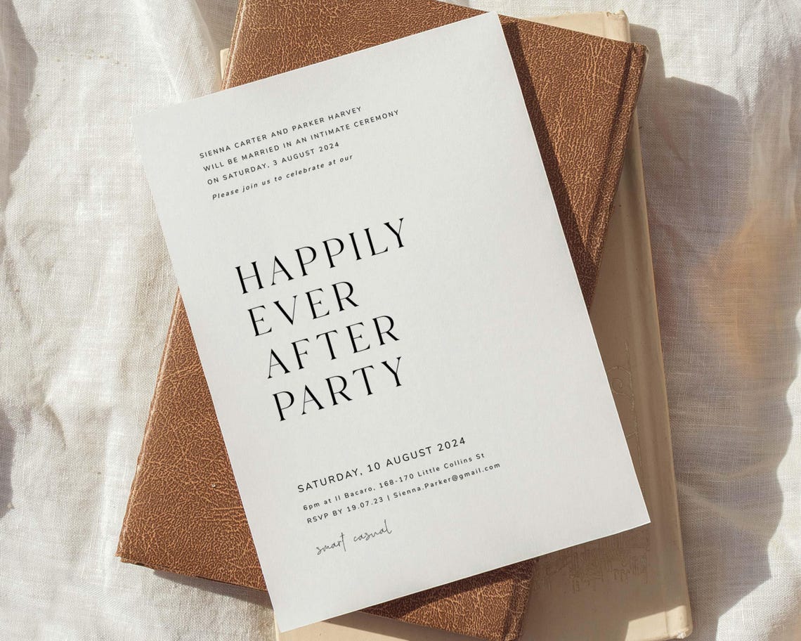 Intimate Wedding Invitation Set, Elopement After Party, Nothing Fancy ...
