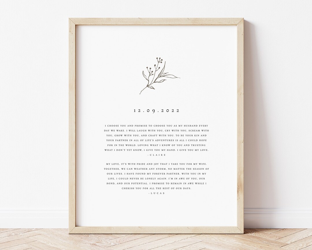 Wedding Vows Anniversary Gift Ideas, Printable Wedding Vows Poster ...
