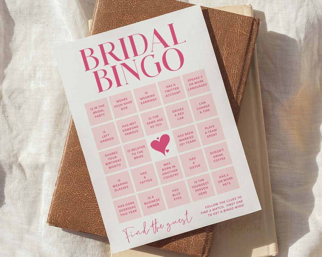 Bridal Bingo Cards, Find the Guest Bingo Template, Printable Bridal ...