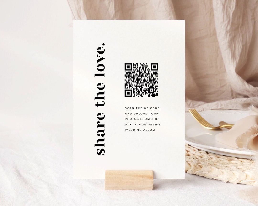 Modern Share the Love, Wedding QR Code Photo Sign, Wedding Photo Upload ...
