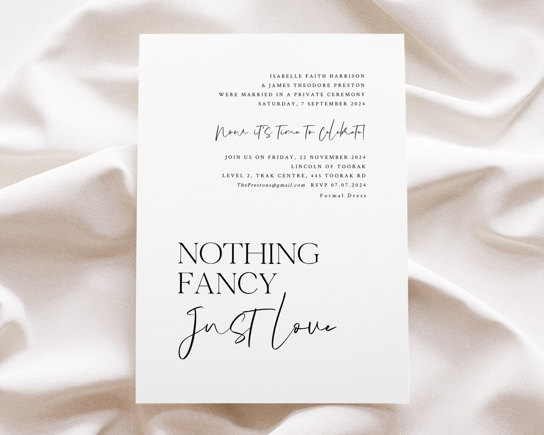 Intimate Wedding Invitation Download, Nothing Fancy Just Love ...