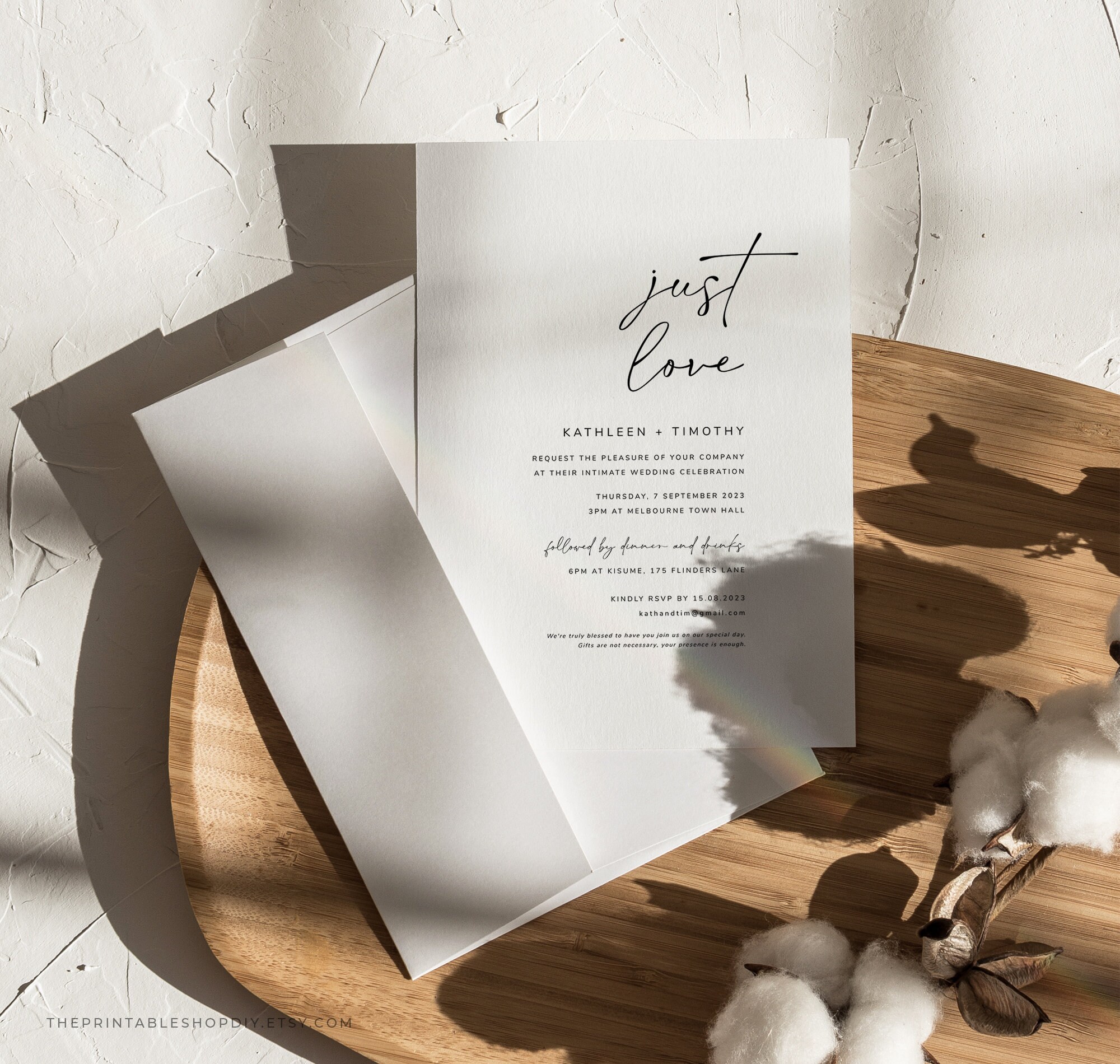 Simple Wedding Invitation Template Minimalist Modern Wedding - Etsy