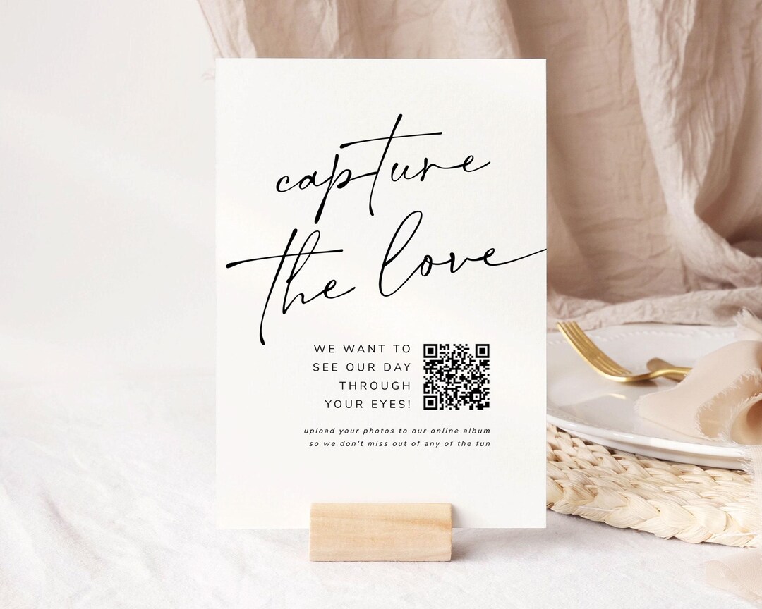 Capture the Love Wedding Sign Printable, QR Code Photos (digital ...