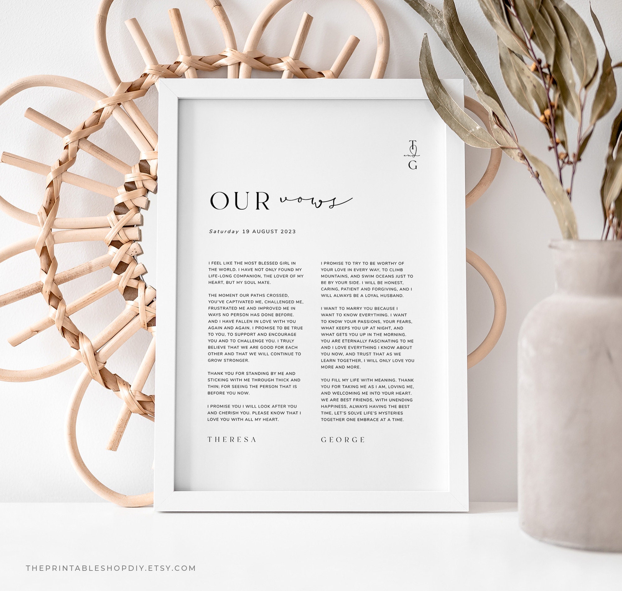 Printable Wedding Vows Poster Vows Wall Decor Wedding Vows - Etsy Australia