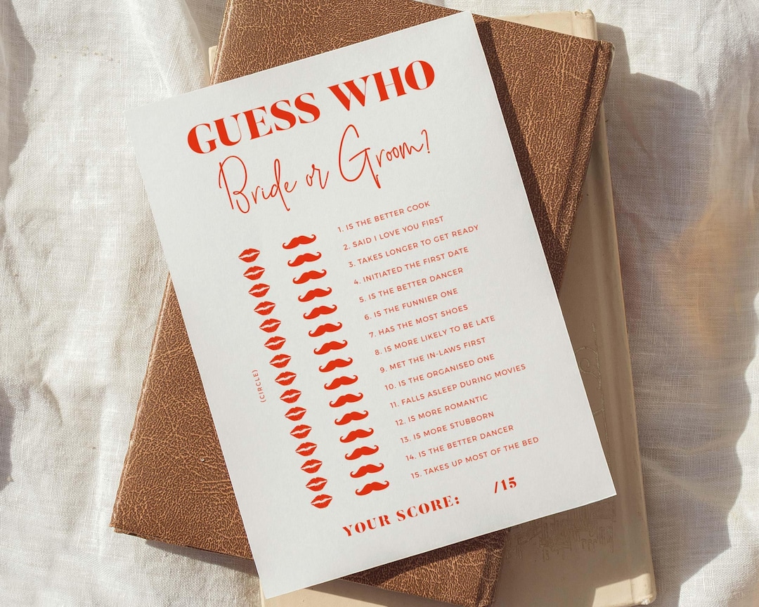 Guess Who Bride or Groom Game, Printable Bridal Shower (digital ...