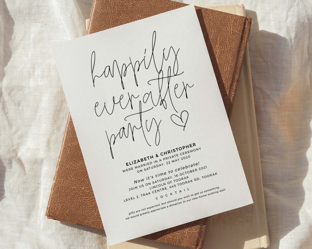 Elopement Wedding Reception Invites, Happily Ever After Party ...