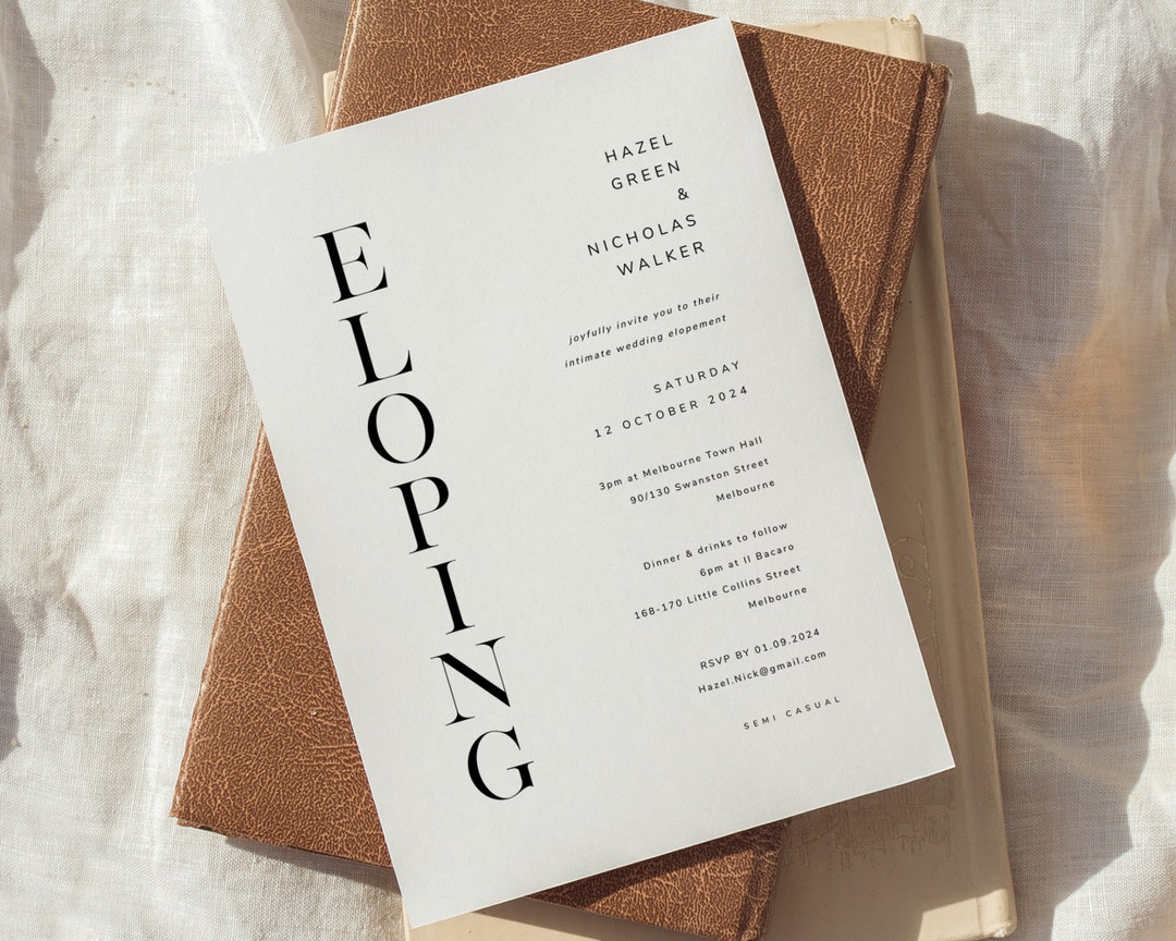 Modern Wedding Invitation Elopement Announcement, Eloping Invitation ...