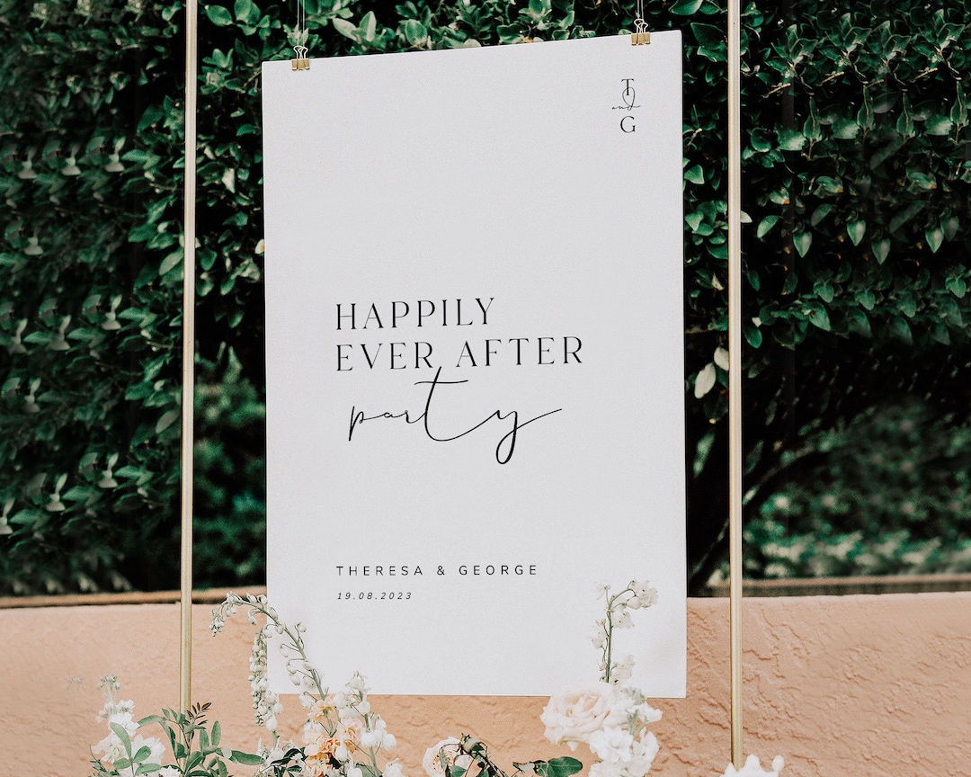 Happily Ever After Party Sign Printable, Elopement Reception Sign ...