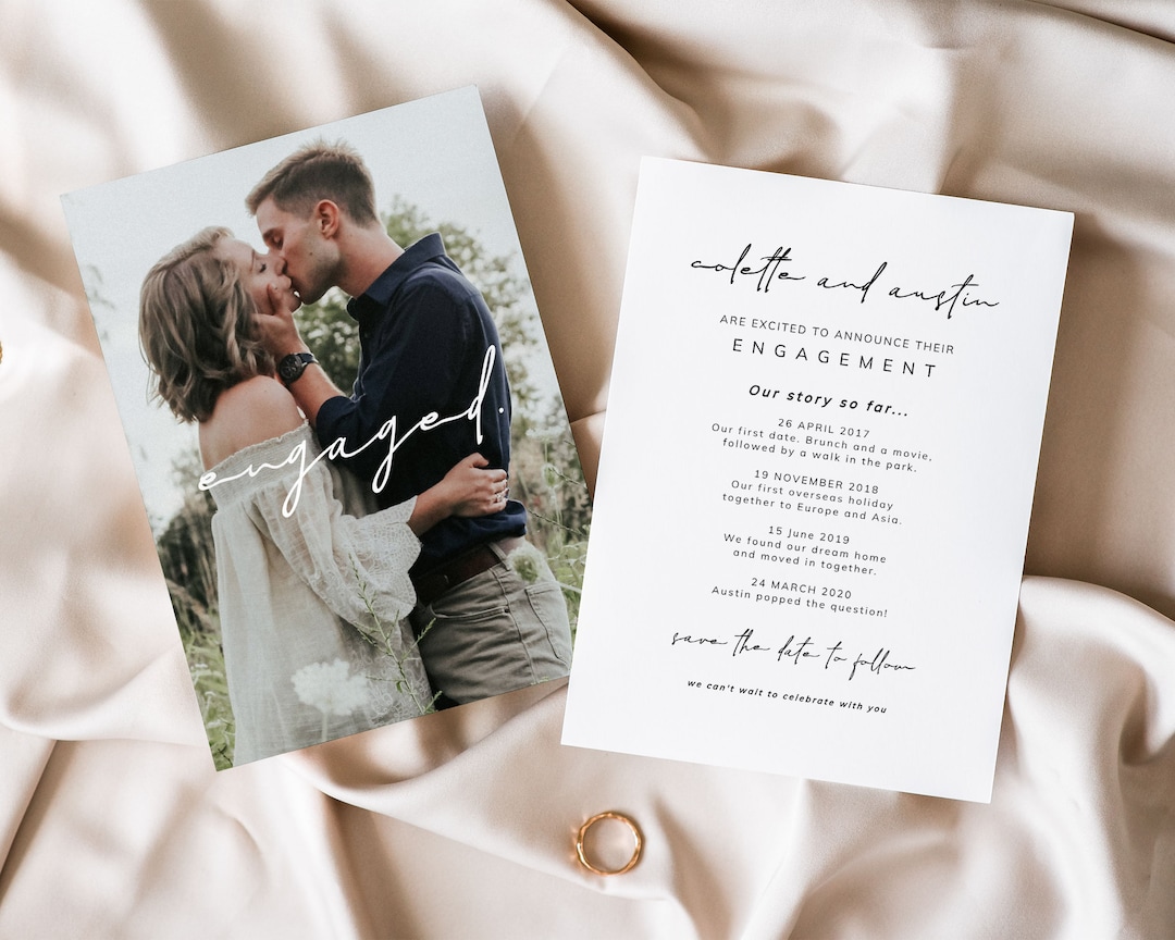 Engagement Announcement Card, Our Love Story, We're Engaged, Engagement ...
