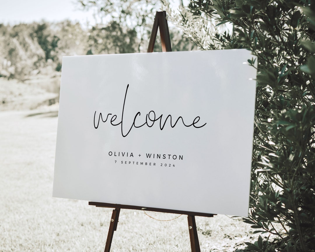 Minimalist Wedding Welcome Sign, Modern Welcome Signs, Minimal Wedding ...