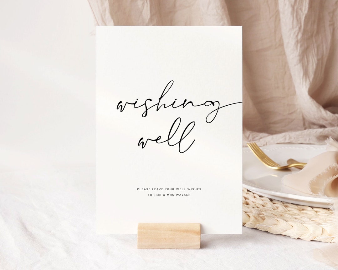 Boho Wedding Wishing Well Sign Template, Printable Wedding Decor ...