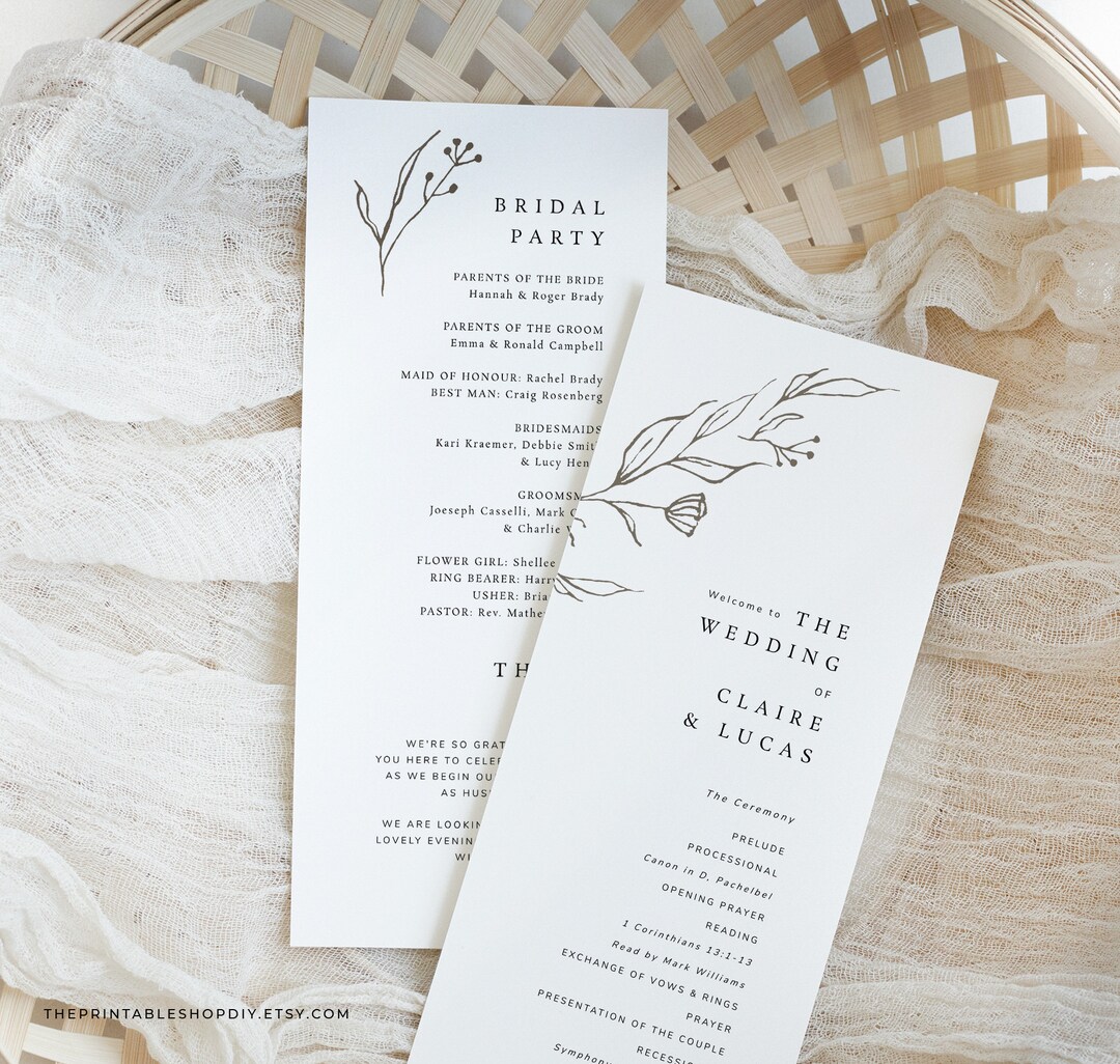 Boho Wedding Program Template Download, Printable Ceremony Program ...