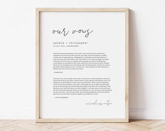 Anniversary Gift Our Vows Wall Art Wedding Vow Keepsake | Etsy