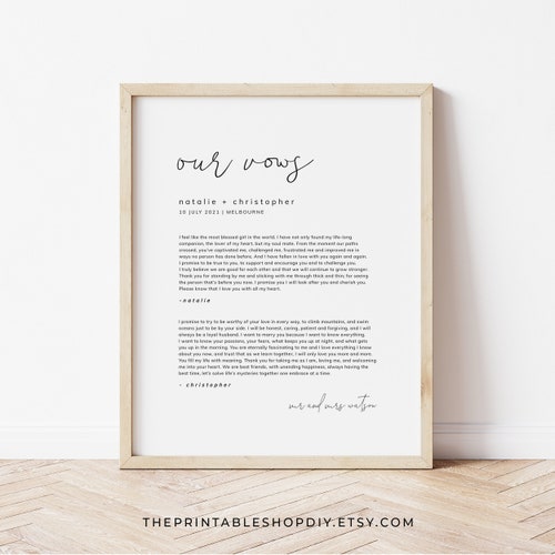Anniversary Gift Our Vows Wall Art Wedding Vow Keepsake - Etsy
