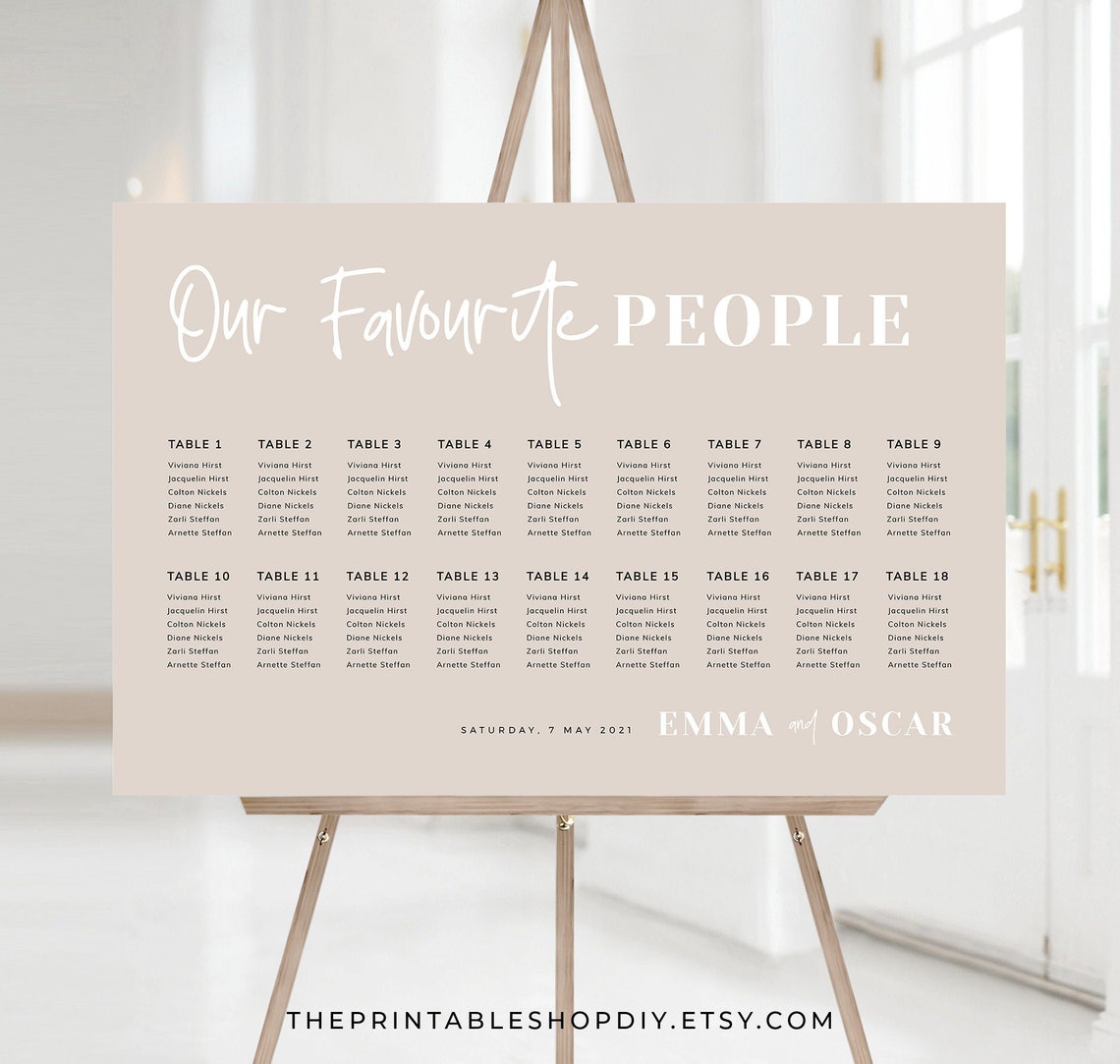 Our Favourite People Table Plan Printable Seating Chart - Etsy