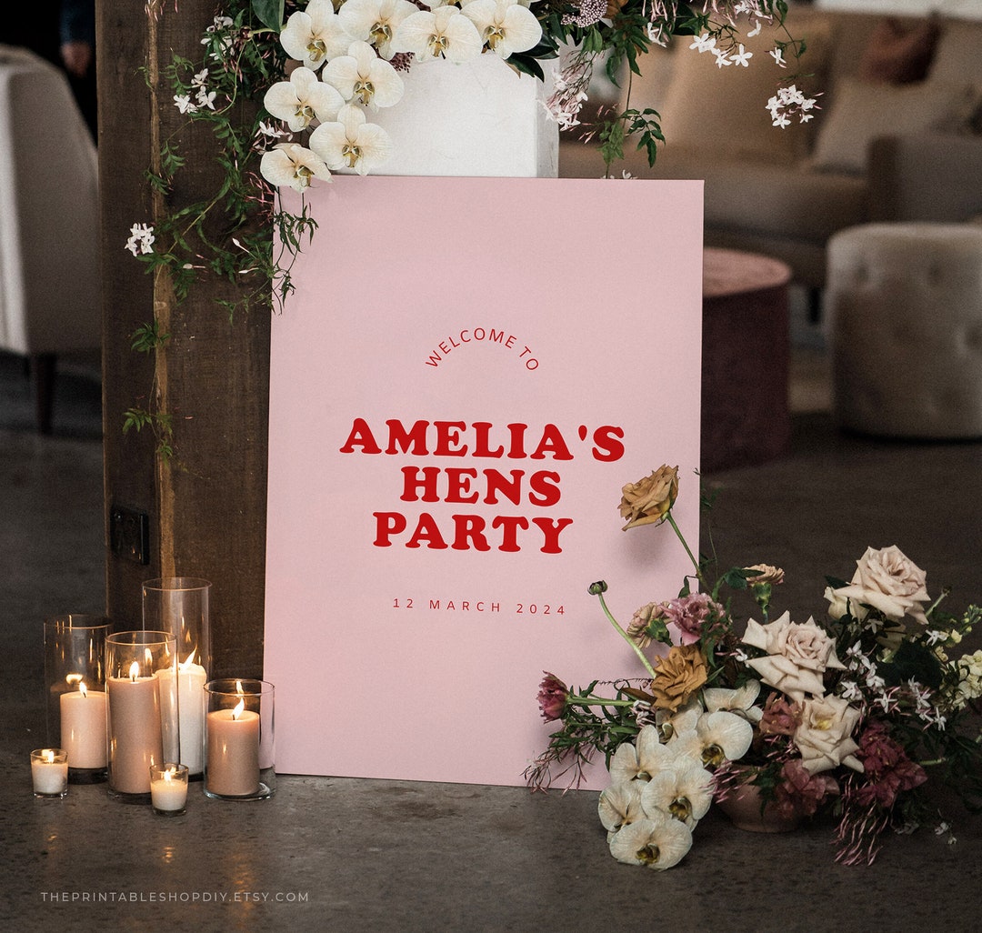 Pink and Red Hens Party Welcome Sign Download Printable Hens - Etsy ...