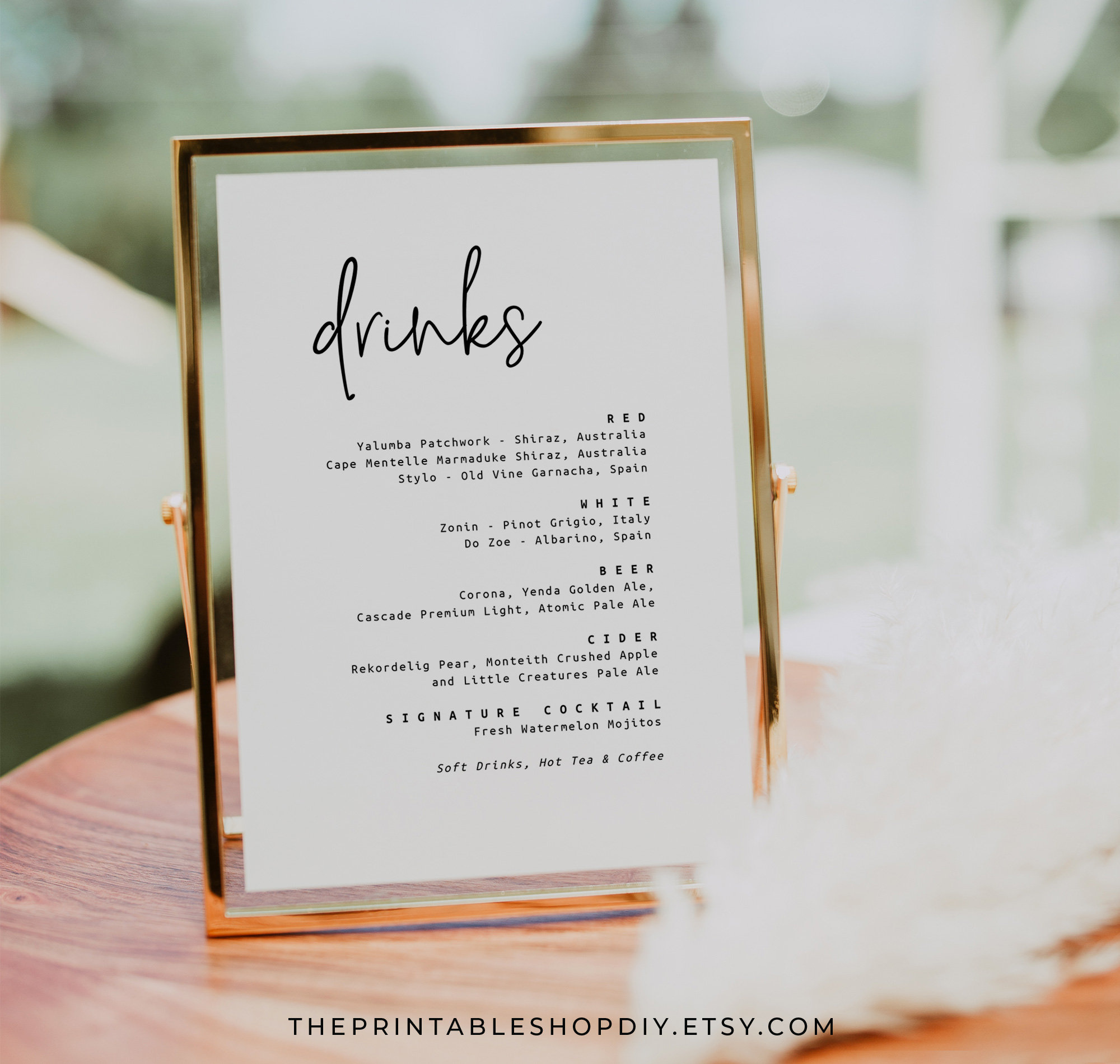 Printable Drinks Sign Wedding Drinks Menu Wedding Signage - Etsy