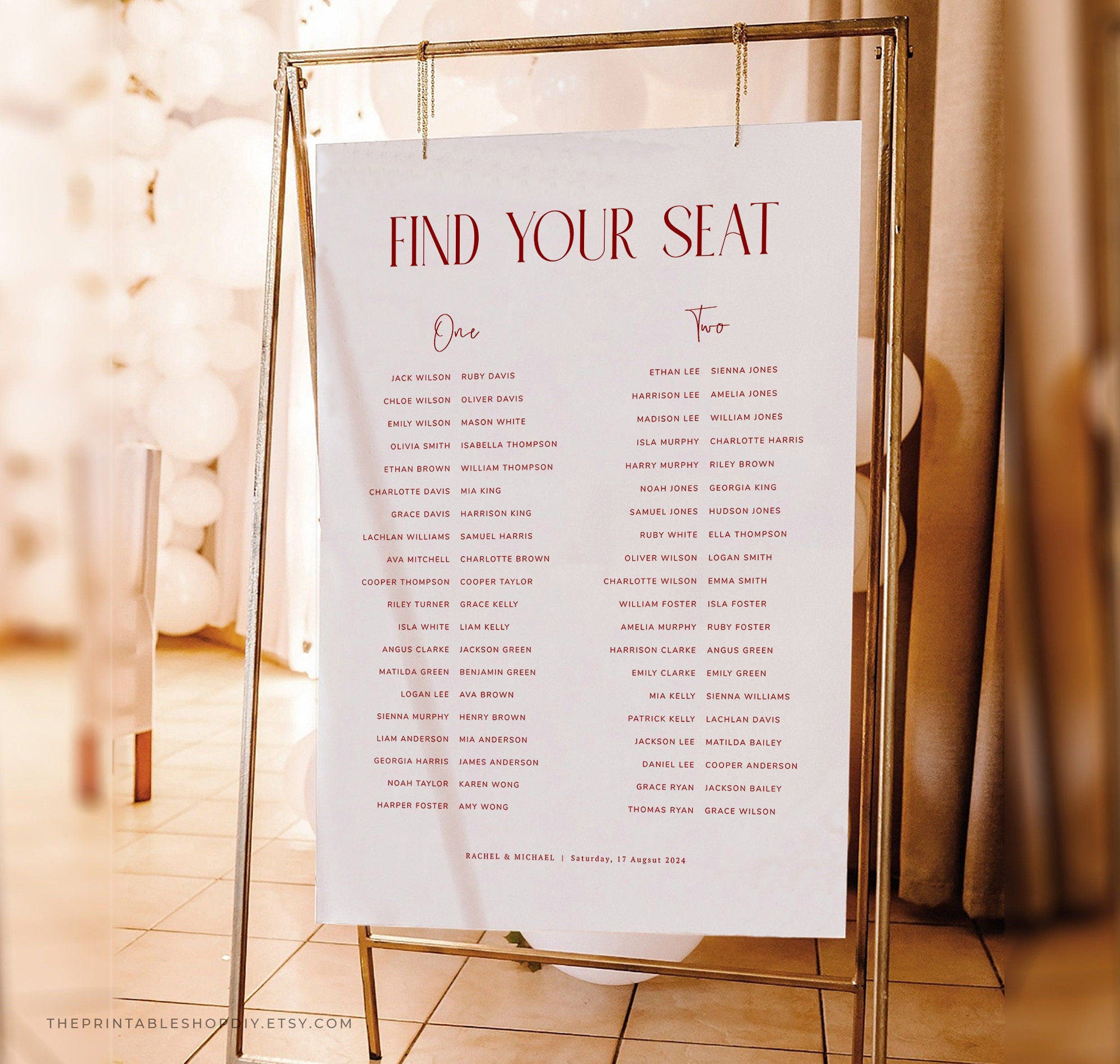 Wedding Seating Chart Template Printable Long Tables Seating - Etsy