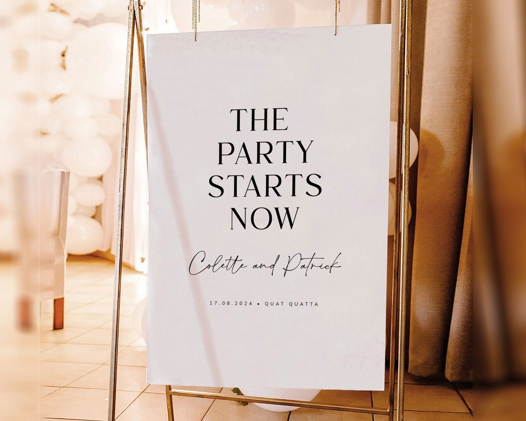 The Party Starts Now Wedding Sign Template Printable Wedding - Etsy