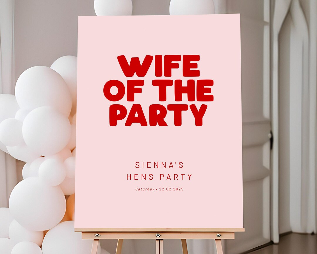 Wife of the Party Sign, Pink Hens Night Sign Download, Printable Hens ...