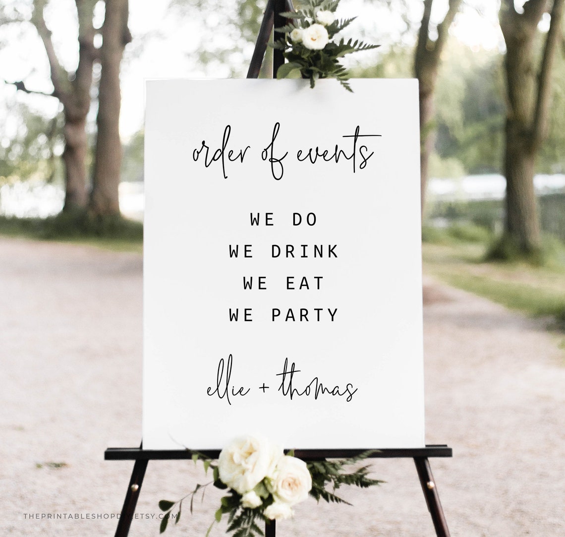 Modern Wedding Welcome Sign Template We Do We Drink We Eat We | Etsy