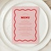 Modèle de menu imprimable vague, menu de mariage rose avec nom ...