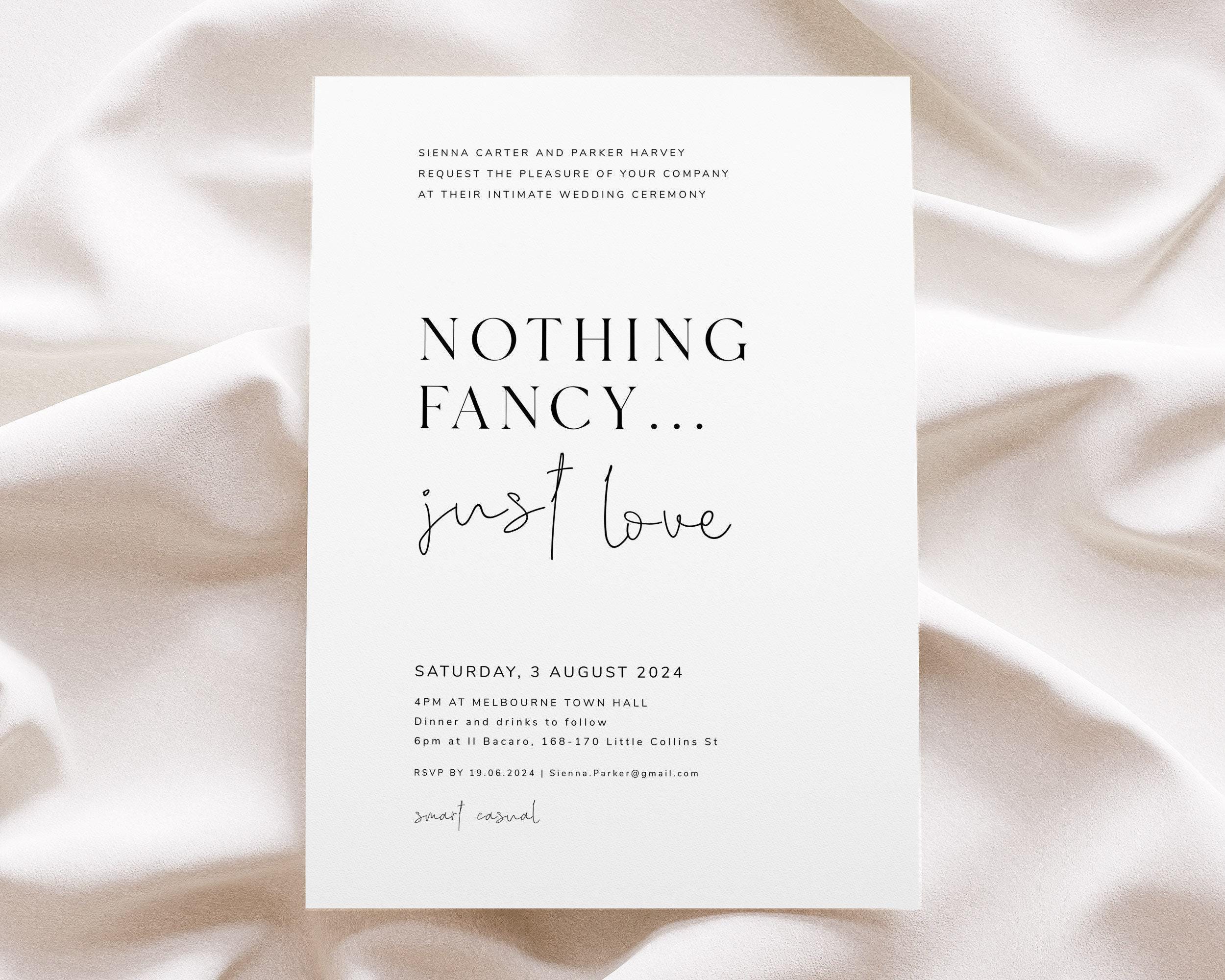 Intimate Wedding Invitation Template, Nothing Fancy Just Love Wedding ...
