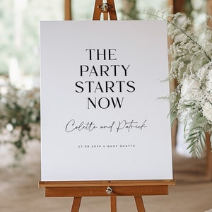 The Party Starts Now Wedding Sign Template, Printable Wedding Welcome ...