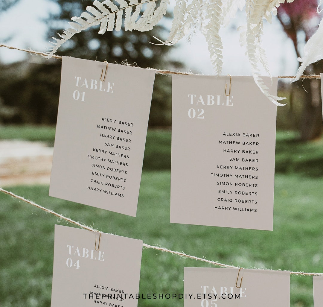 Printable Seating Chart Template Modern Seating Plan Cards - Etsy