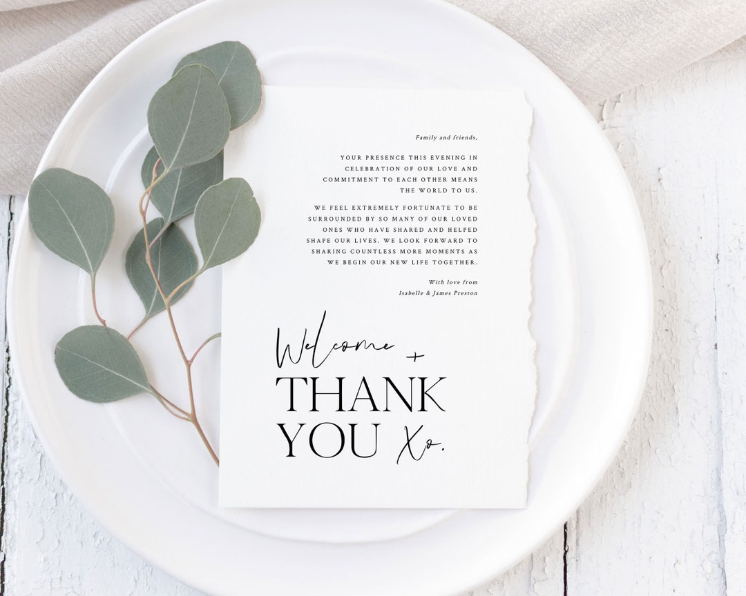 Reception Thank You Card Download, Wedding Table Thank You Card, Modern ...