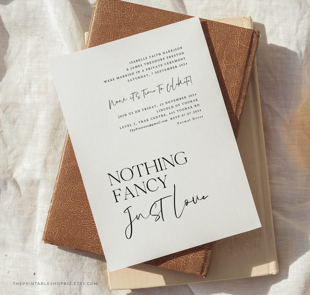 Intimate Wedding Invitation Download Nothing Fancy Just Love - Etsy