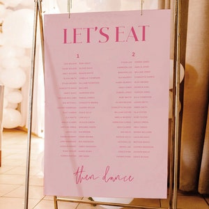 Pink Seating Chart Download, Modern Wedding Seating Chart 2 Tables ...