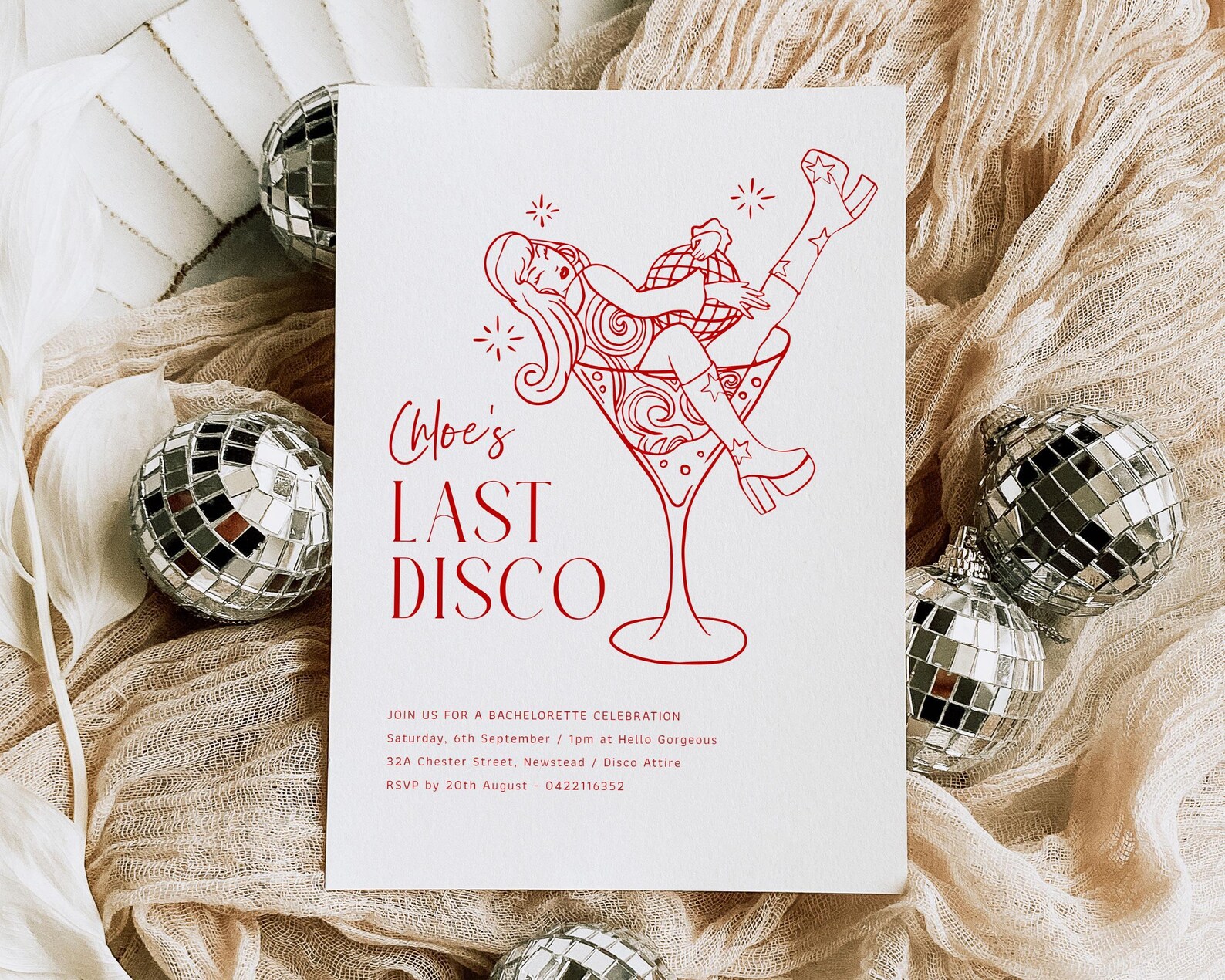 Last Disco Bachelorette Invite Template, Printable Hens Party ...