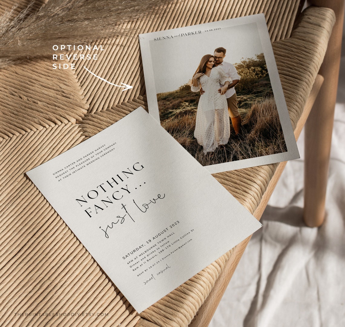 Intimate Wedding Invitation Template Nothing Fancy Just Love - Etsy