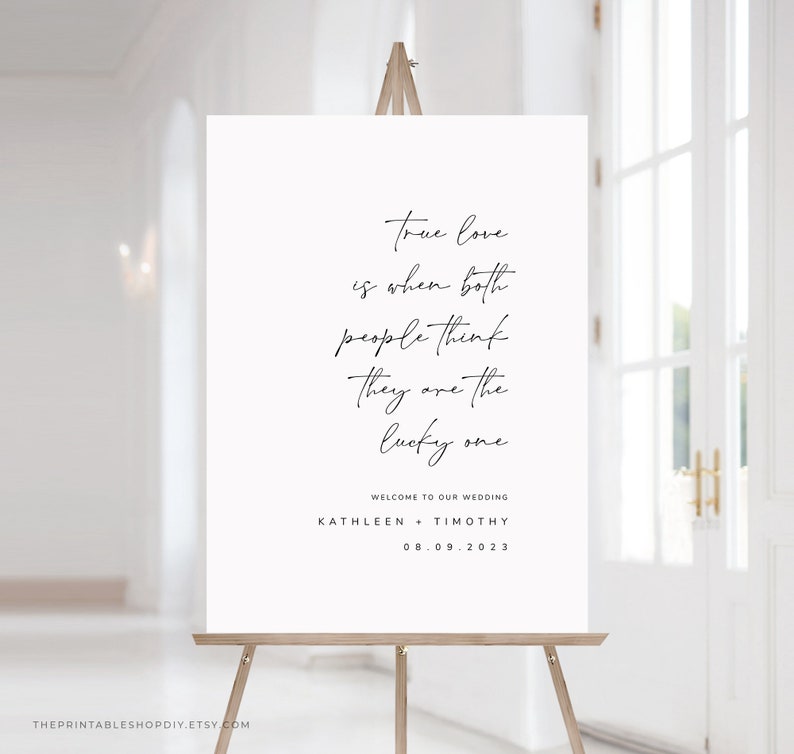 Printable Wedding Welcome Sign Template True Love is When - Etsy