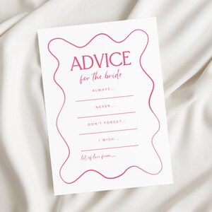 Printable Advice for the Bride Cards Download Pink Bridal - Etsy
