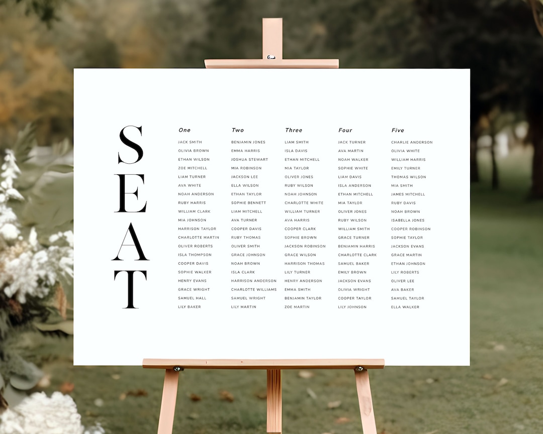 Modern Long Tables Table Plan, Printable Wedding Seating Chart Template ...
